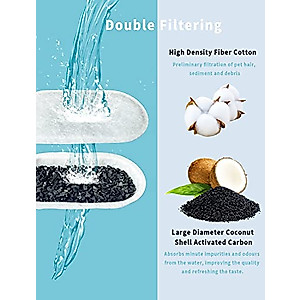 Cat Water Fountain Filters(8+8pcs), Replacement Filters for 3.2L/108oz(2L/ 67oz) Stainless Steel Pet Fountain, Dog Water Fountain, 8pcs Carbon Filters + 8pcs Sponges