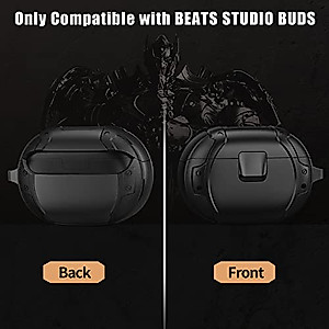 Case for Beats Studio Buds (2021) / Beats Studio Buds+ (2023), Filoto Secure Lock Hard Shockproof Protective Earbuds Case Cover Accessories with Keychain for Men Women(Black)