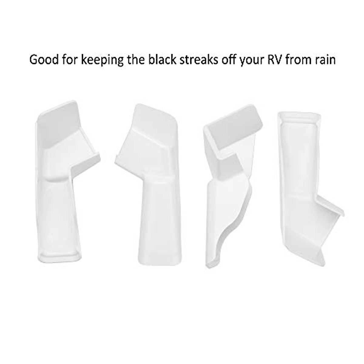 RV Gutter Spouts - Rigid RV Gutter Extenders, Directs Rainwater Away from Your RV, Long Version Extended RV Rain Gutter Spouts for Trailer Camper Motorhome Toy Hauler (2 Left +2 Right, White)