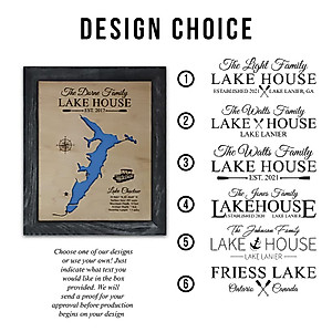 Personalized House Decor Wood Lake Map of Any Lake - Customized Handmade Gifts for Lake House Wall Decor