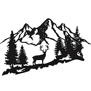 Metal Deer Wall Art Forest Deer Wall Decor Metal Mountain Deer Cabin Decor Deer Woodland Decor Metal Deer Decor Rustic Animal Hunting Decor for Bedroom Wall Decoration, 13 x 8 Inch (Black)