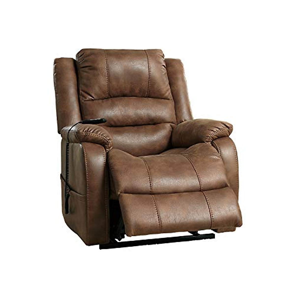 Signature Design by Ashley Yandel Faux Leather Electric Power Lift Recliner for Elderly, Brown