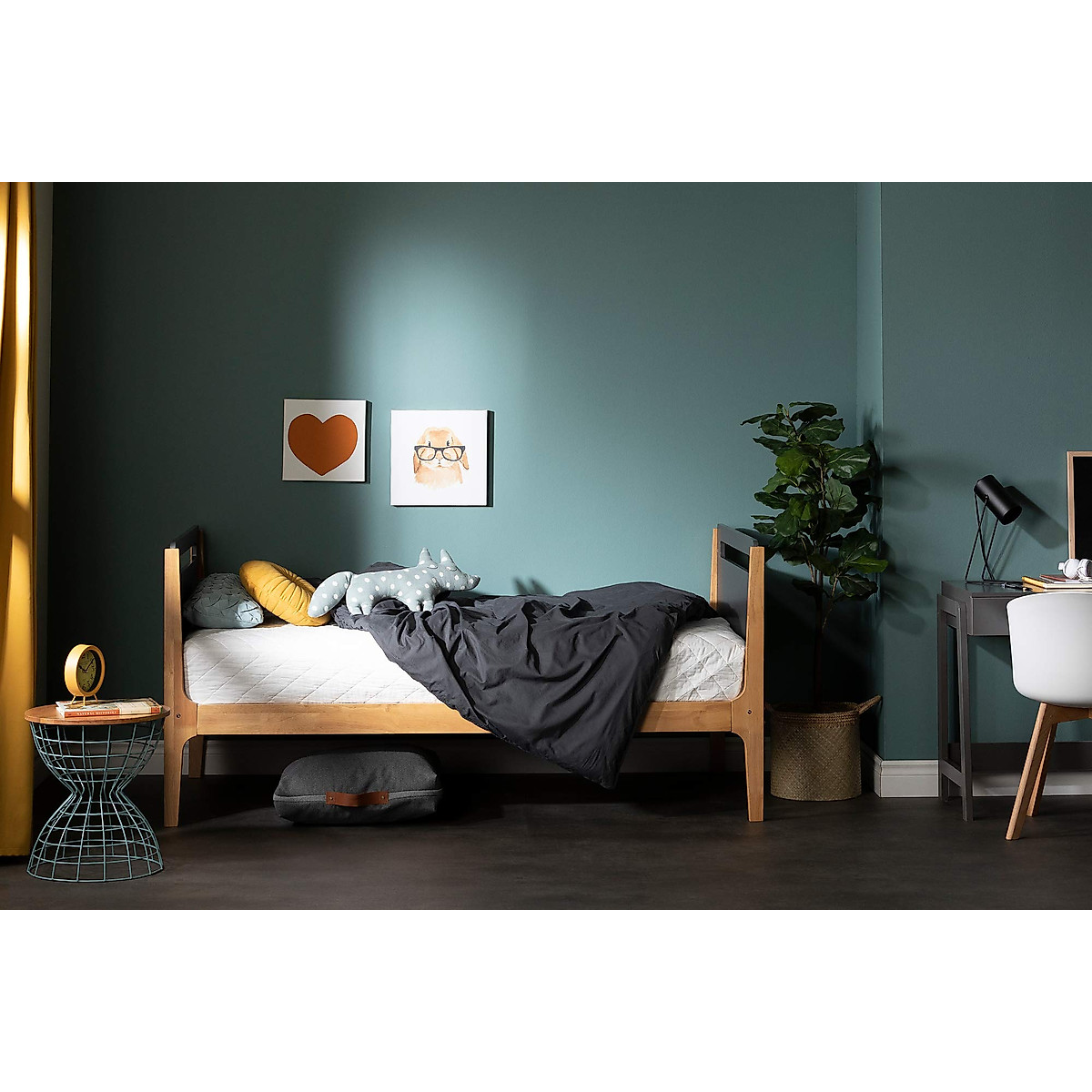 South Shore Bebble Bunk Bed, Twin, Charcoal Gray and Exotic Wood