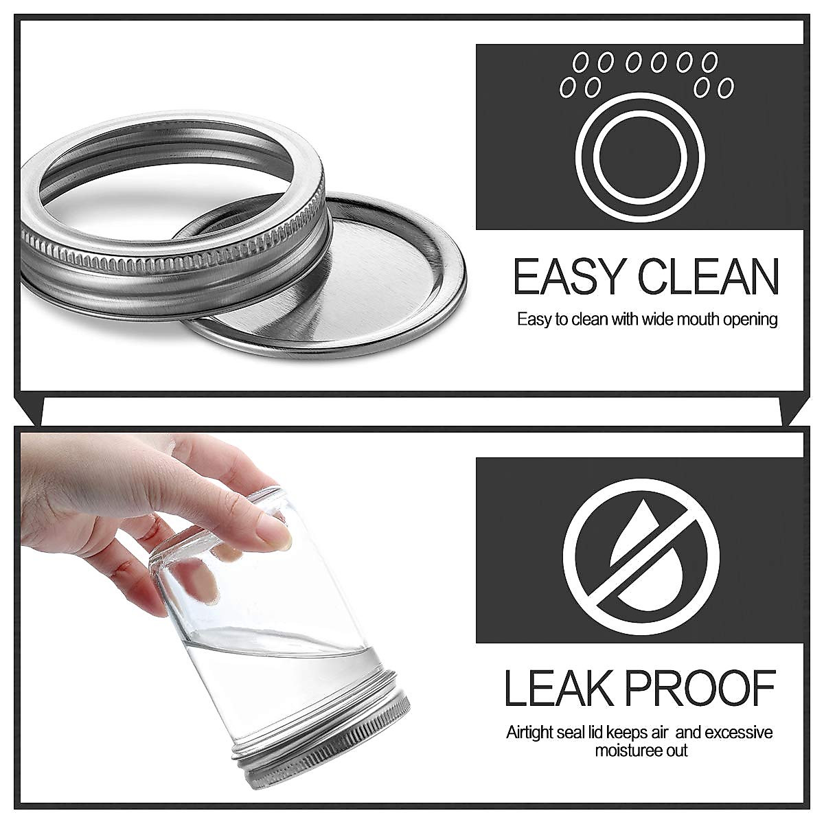 KAMOTA Mason Jars, 8 oz Glass Jars With Regular Lids and Bands, Ideal for Jam, Honey, Wedding Favors, Shower Favors, DIY Spice Jars, 24 PACK, Extra 24 Lids & 30 Whiteboard Labels