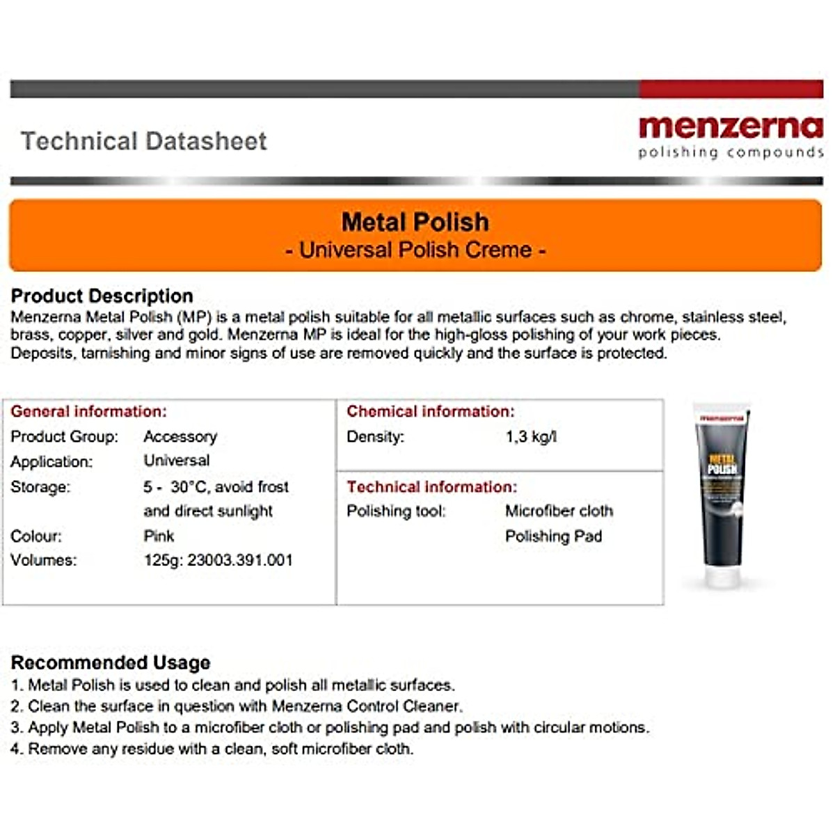 menzerna M-PPC-T Metal Polishing Cream, 12 fl. oz, 1 Pack