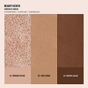 Kaja 3 Colors Eyeshadow - Beauty Bento 08 Chocolate Dahlia | Mosaic Chrome, Shimmer, Matte finish, Cruelty free, K-Beauty Mini Palettes, Easy Finger Application, 0.03 Oz