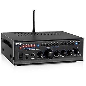 Pyle WiFi Stereo Amplifier Receiver Home Theater Audio System Wireless Bluetooth AUX MP3 Music Streaming 1/4'' Input & Microphone Paging/Mixing Control 240 Watt (PTAUWIFI46) Black