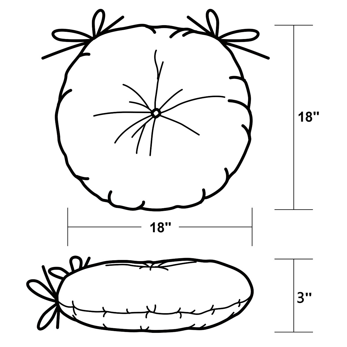 GUEGLSA Outdoor Tufted Round Cushions 15 inch, Waterproof Bistro Chair Cushions 15"x15"x3", Circular Seat Pads with Ties for Patio Garden, Set of 2, Red