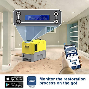 ALORAIR 180PPD Commercial Dehumidifier for Crawl Space & Basement, Wi-Fi APP Controls with Pump, Capacity up to 85 PPD at AHAM Condition, for Large Space, Job Sites, Yellow