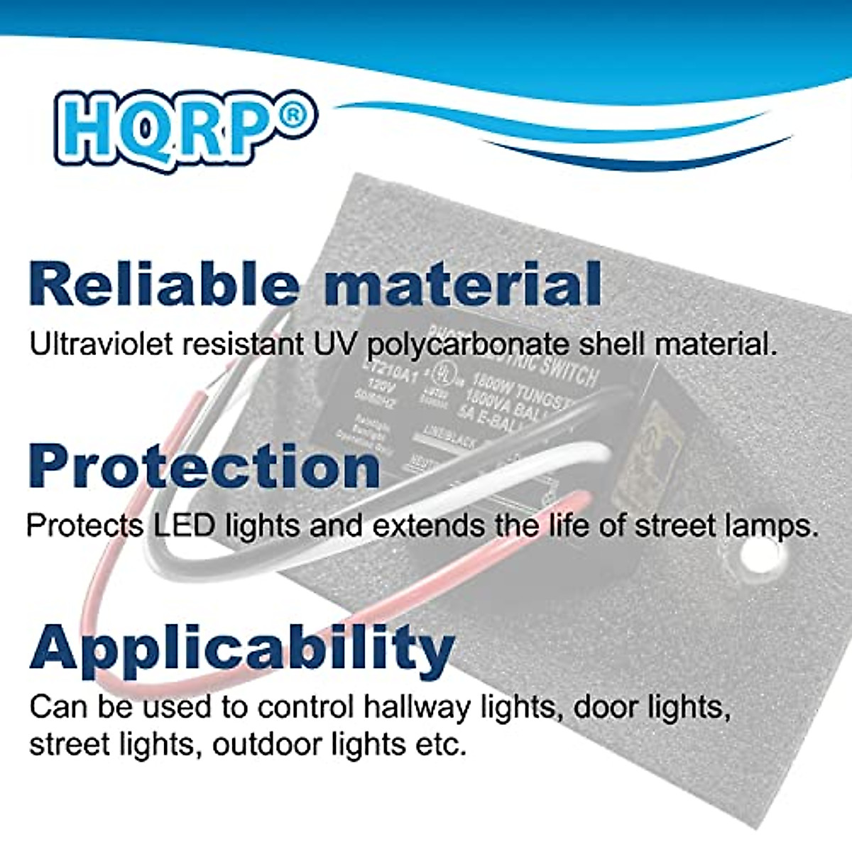 HQRP Photocell Thermal Type Light Sensor w/Wall Plate Dusk to Dawn Wire-in Switch Photoelectric Control for Outdoor Lighting, Garage Lights, Barn Light, Street Lights, etc.