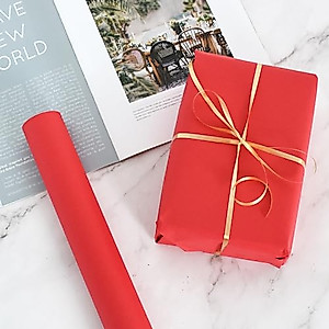 BEISHIDA Red Wrapping Papper, 15" X 32ft Kraft Wrapping Paper Roll Gift Wrapping Paper, Bulletin Board Paper, Flower Wrapping Papper for Gift Wrap Birthday Christmas Mother's Day Valentine's Day