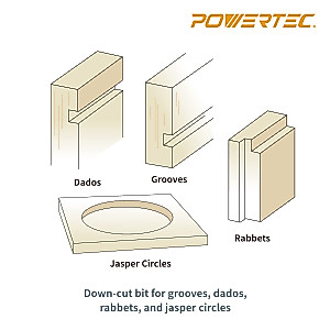 POWERTEC Solid Carbide Up Cut Spiral Router Bit, 1/4" Shank and 1/4 inch Cutting Dia., 1-Inch Cutting Length, Woodworking Router bits for use on CNC and Router Tool (73002)