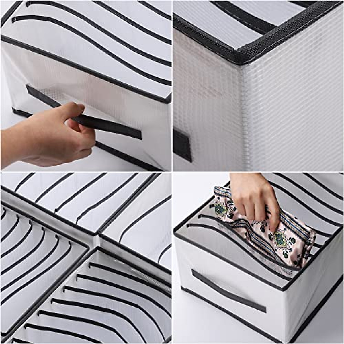 acDesign 4Pcs Nursery Drawer Organizer Dark Grey Sock Drawer Organizer Sock Organizers for Dresser Drawers Storing Socks, Underwear, Ties(5+7+9+12 Cell)