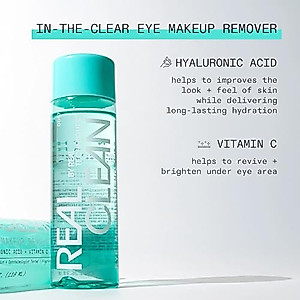 Real Techniques Real Clean In-The-Clear Eye Makeup Remover, Gentle Liquid Makeup Remover, Skin Repair Ingredients, Hyaluronic Acid & Vitamin C, Vegan & Cruelty-Free, 4 fl.oz./110 mL Bottle
