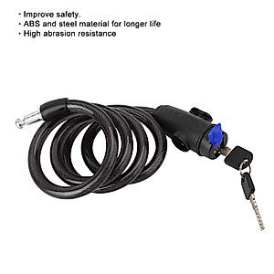 Wear-Resistant with Mounting Bracket Anti-Theft Bike Lock, Black Durable Bike Lock, Coiled Bike Locks for Indoor Outdoor