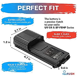 youRUSH 2 Pack BL-5 Extended BAOFENG Battery 3800mAh with USB Charging Cables - Compatible with UV5R, BF-F8HP, UV-5X3 Radio - BAOFENG Accessories Set of BAOFENG BF-F8HP Battery, BAOFENG UV5R Battery