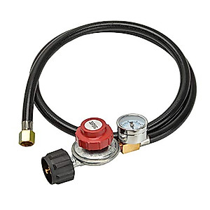 only fire 4Ft 0-30PSI Adjustable Propane Regulator with Tank Gauge QCC-1 Connection Hose for Grills, Turkey Fryers, Burner, Forge, Fire Pit etc