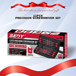 11-Piece Precision Screwdriver Set - Magnetic Mini Screwdrivers for Eyeglasses, Watches, Computers, Laptops, Phones - Phillips, Slotted, Torx, Non-Slip Handle, Portable Storage Bag Included