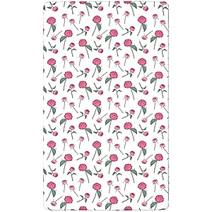 Rose Themed Fitted Mini Crib Sheets,Portable Mini Crib Sheets Soft and Breathable Bed Sheets-Baby Crib Sheets for Girl or Boy,24“ x38“,Jade Green Pink White
