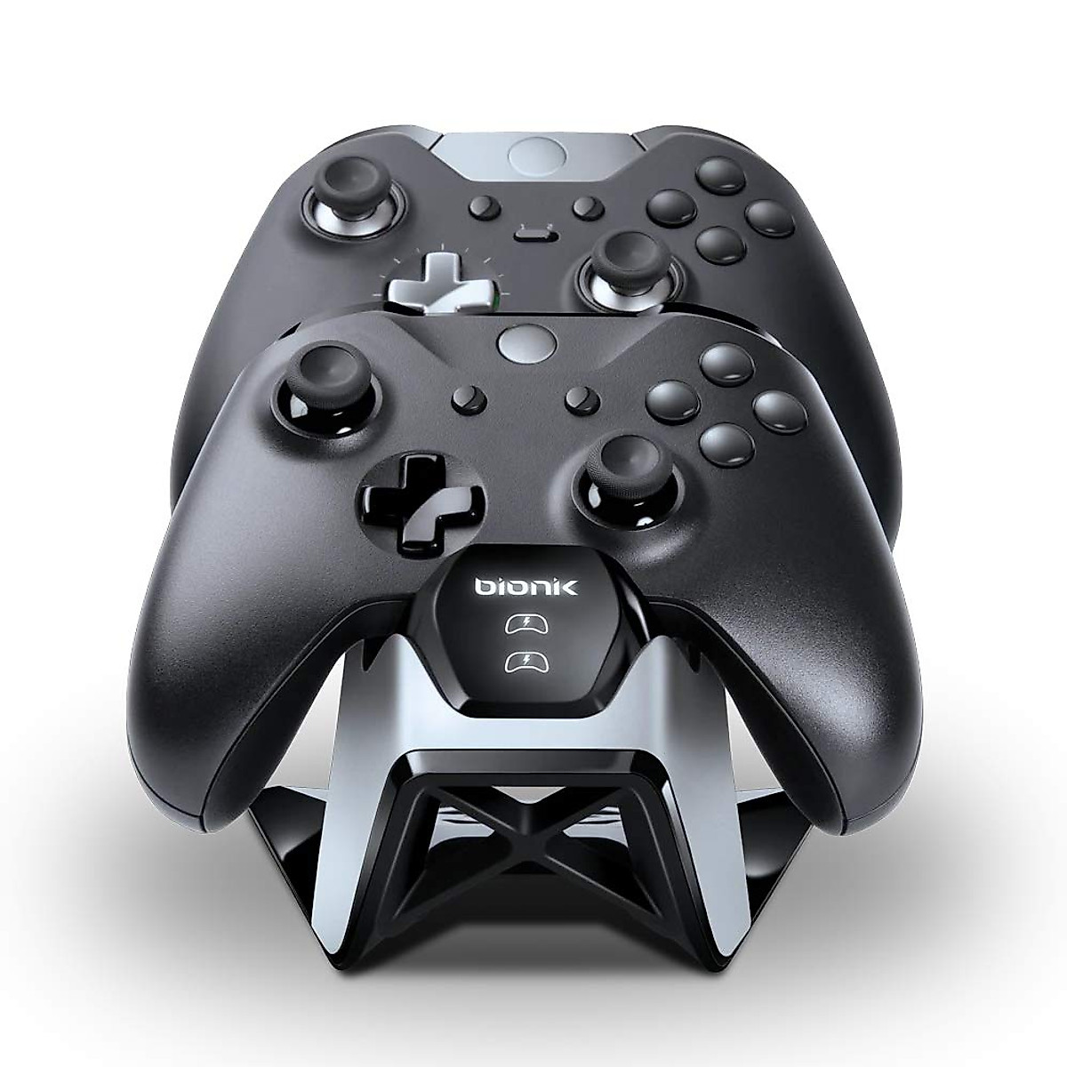Bionik Power Stand Xbox Controller Charger Station: Store and Fast Charge 2 Wireless Xbox One/S/Elite Controllers, Power Adapter and 2 Battery Packs Included, Back Lit Status Indicators