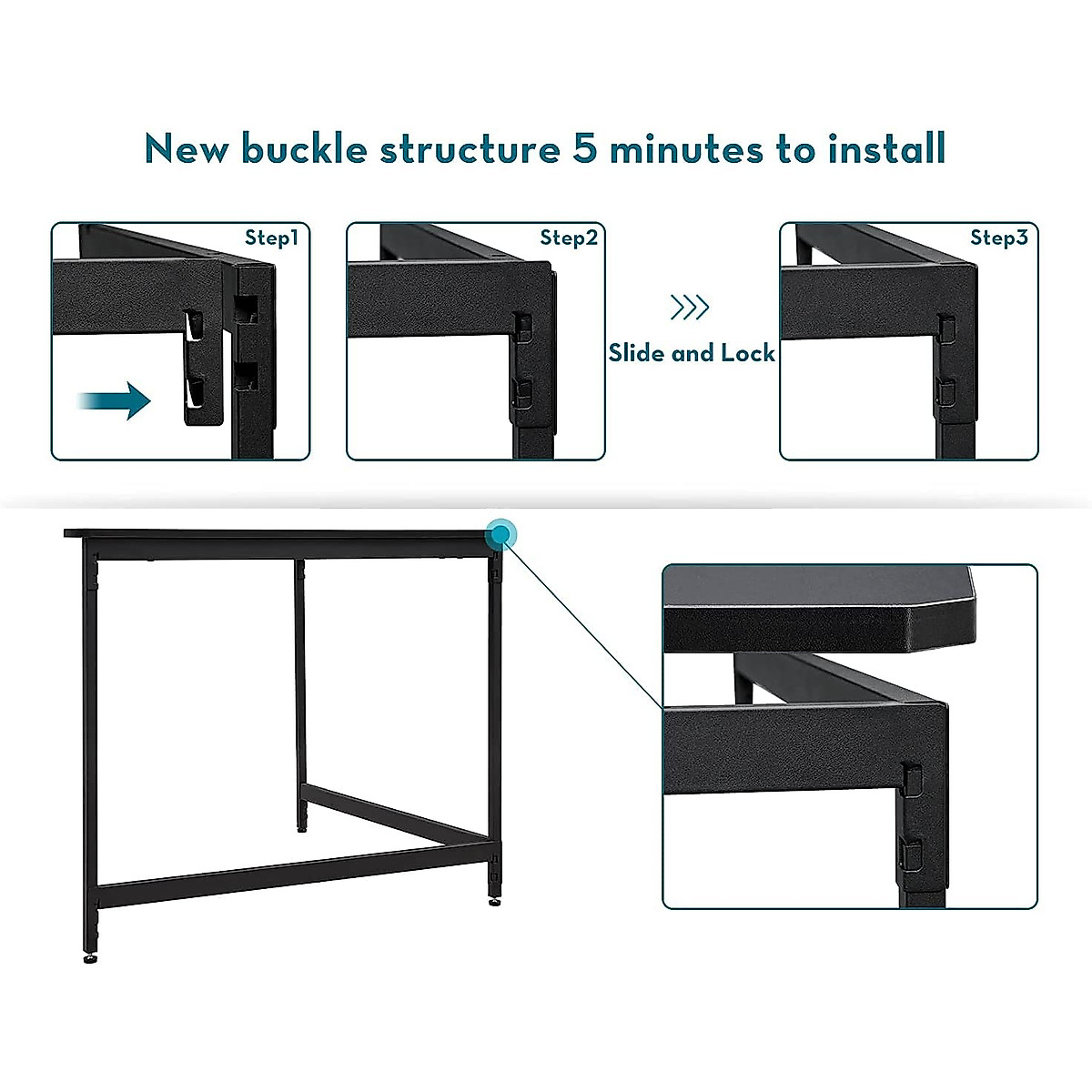 SAYGOER Industrial Corner Desk Triangle Computer Desk for Small Spaces Home Office Workstation Laptop Gaming Table Study Writing Student Desk, Black