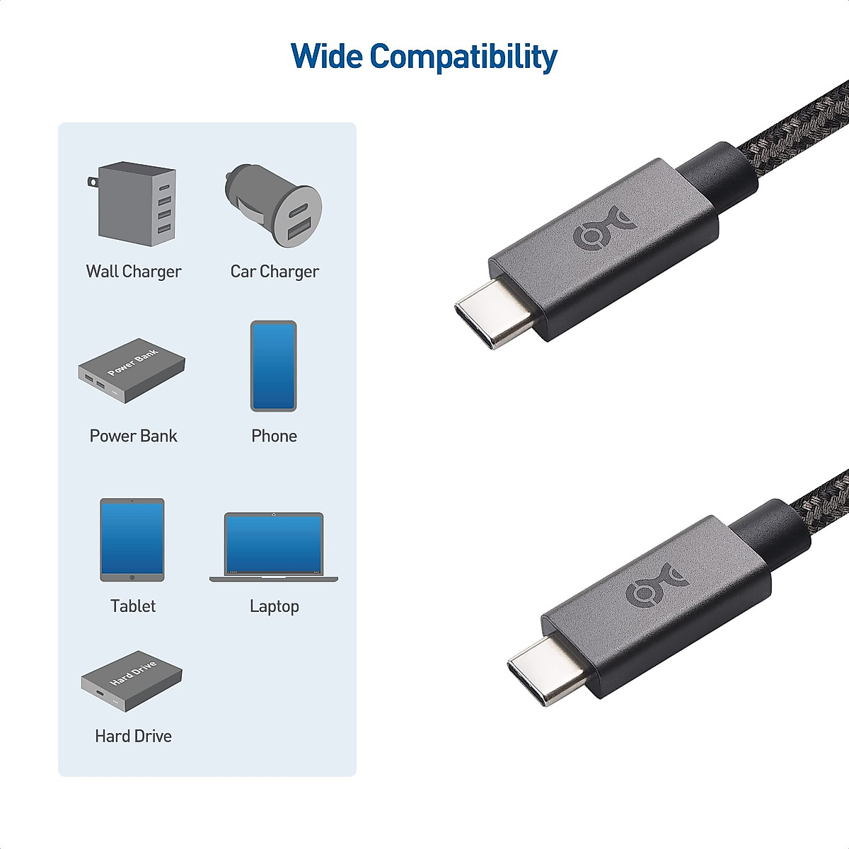 Cable Matters Braided Long USB C Cable 10 ft with Fast Charging, Up to [100W Charging, 480Mbps Data Transfer], No Video Support, Black, USB C Charger Cable Compatible with MacBook Pro, PS5 Controller