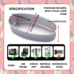 beyonday 2pcs Oval Cheesecake Pans-8.74x4.4x2.16inch, Aluminum Alloy Baking Bread Mold for Meatloaf Hotdog Sandwich, Toast Loaf Pans Cake Mold for Birthday Party Wedding Anniversary