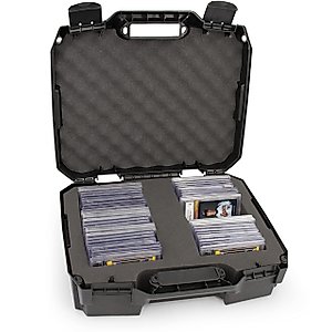 CASEMATIX Graded Card Case Compatible with 60+ BGS PSA FGS SGC Graded Sports Trading Cards, Rugged Graded Slab Card Storage Box with Custom Card Carrying Case Impact Absorbing Dual Foam Slots