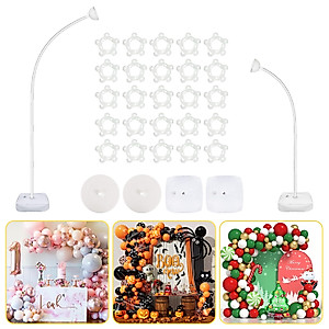 CYAOOI 8FT & 6FT Balloon Arch Stand, Flexible Top Balloon Arch Kit, Half Arch Balloon Stand with Base for Floor, Balloon Column Kit for Wedding Birthday Baby Shower Graduation Party Decorations