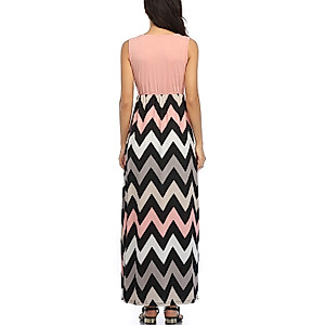 Mommy Jennie Women's Summer Dresses Loose Floral Print Sleeveless Maxi Dress,A-pink,XL