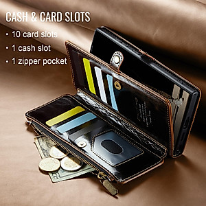Defencase Compatible with Galaxy A54 5G Case Wallet with RFID Blocking Card Holder for Women Men, PU Leather Magnetic Snap Flip Zipper Strap Wallet Phone Case Fit for Samsung Galaxy A54 5G, Coffee