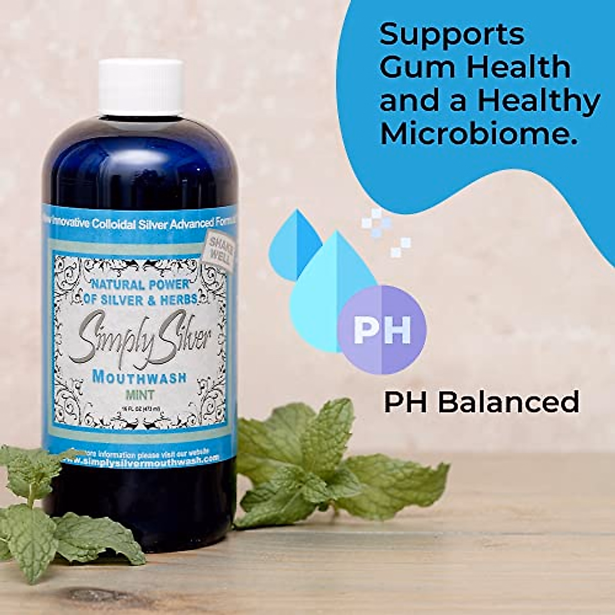 Simply Silver Mouthwash Mint Flavor- All Natural Colloidal Silver Mouthwash with Patent Pending Formula, Alcohol, Fluoride, and BPA Free, 16 Fl Oz
