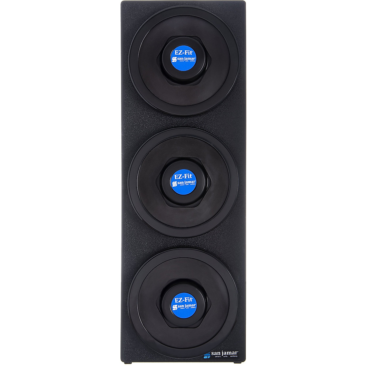 San Jamar Ez-Fit Cup Dispenser Cabinet, 3 Tiers with Black Trim Rings for Restaurants, Dining Halls, and Fast Food, Plastic, 22.375 x 7.75 x 23.75 Inches, Black