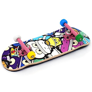 Teak Tuning Complete Fingerboard Bubble Bushing Collage Edition - Premium, Heat Transfer Graphic - Pro Shape & Size - Bearing Wheels, Pro Trucks, 61A Pro Duro Bushings - 32mm x 97mm Deck