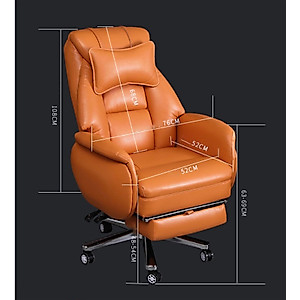 Computer Chair, Home Office Desk Chairs, Swivel Chair Leather Reclining Office Computer Chair Home Study Business Gaming Swivel Chair (Color : Off-White)