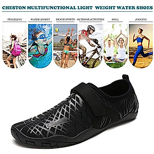 Cheston Mens Barefoot Quick Dry Aqua Water Shoe(16 Women / 14 Men, All-Black)