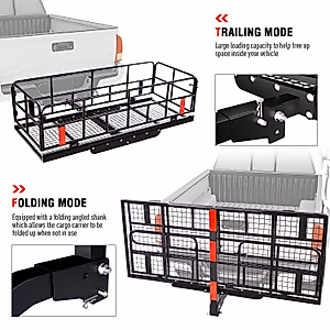 Hitch Mount Basket Foldable Storage Steel Cargo Carrier Rack, Fits 2 Trailer Mounted Hitches- USPTO Patent Pending