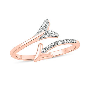 Cali Trove, 1/20cttw Diamond Arrow Ring for Women in 925 Sterling Silver, Women's Split Shank Diamond-Accented Arrow Ring with Round White Diamonds in Yellow Gold-Plated, Rose Gold-Plated or Sterling
