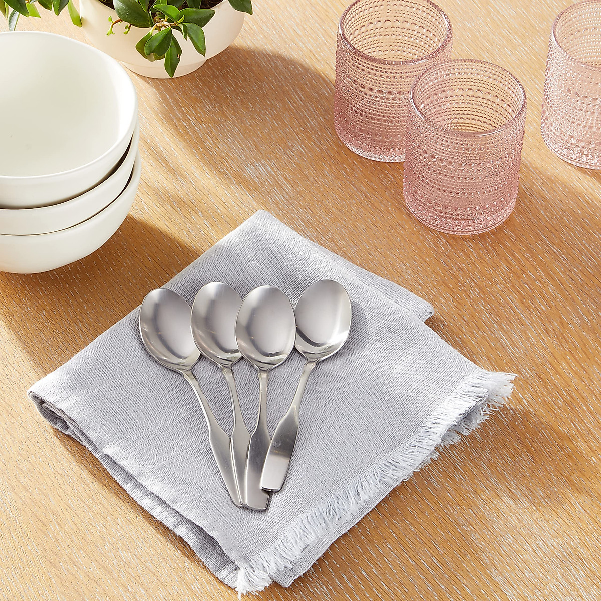 Oneida Paul Revere Fine Flatware Dinner Spoons, Set of 4, 18/10 Stainless Steel