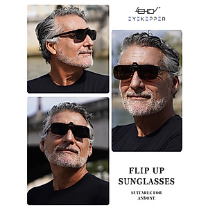 Eyekepper Flip-up Clip-on Sunglasses Polarized 60x43 MM 4-Pack Metal Glasses Clip