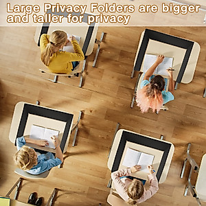 24 Pcs Plastic Privacy Folders for Students Classroom Partitions Divider Shield Desk Privacy Study Carrel Panel Testing Boards, 45.35 x 13.5'' (Black)