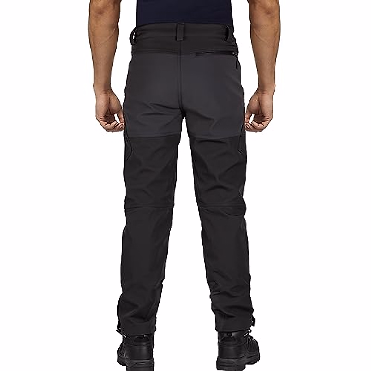 FREE SOLDIER Men's Outdoor Cargo Hiking Pants Water Repellent Softshell Fleece Lined Snow Ski Pants (Black 34W x 30L)