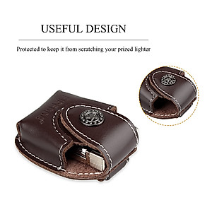 FIREDOG Zippo Lighter Pouch, Leather Zippo Lighter Case Holder with Clip for Belt