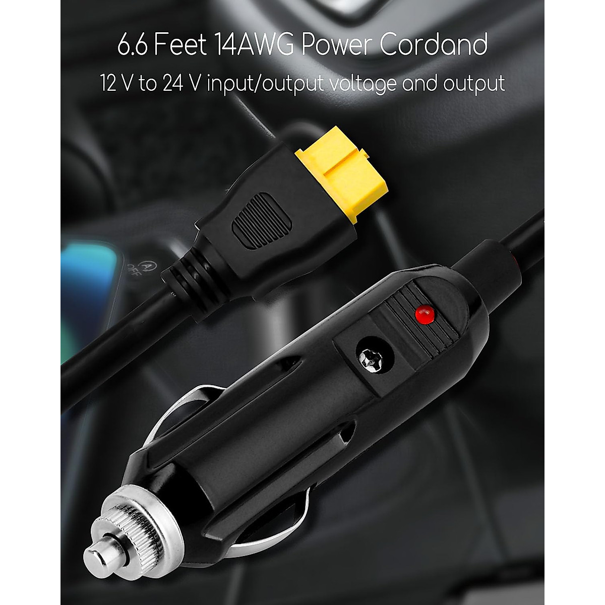 12V/24V Car Charger Cable Fit for Ecoflow Delta River Series Bluetti EB55 Anker 757 767 More XT60 Connector Multifunctional Portable Charging Cable