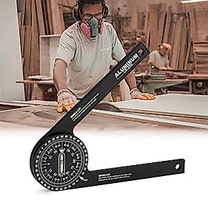 Miter Saw Protractor, 7.3 inch Aluminum Angle Finder with Precision Laser-Inside & Outside Engraved Scales, Miter Saw Protractor Angle Finder for Carpenters, Plumbers and All Construction Industries
