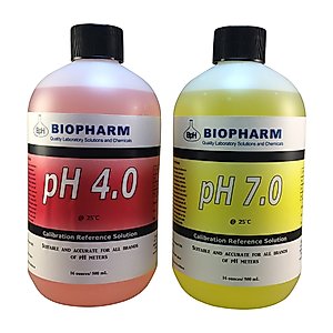 pH Buffer Calibration Kit 2-Pack: pH 4.00 and pH 7.00, 500 mL (1.06 Pint) Each — for Precise and Accurate Calibrations — Designed for Hydroponics and Aquaponics — Ideal for All pH Meters