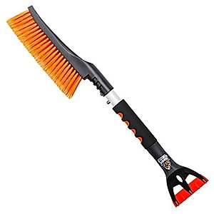 BIRDROCK HOME 24" Snow Brush with Detachable Ice Scraper for Car | 9" Wide Bristle Brush | Size: Car & Small SUV | Lightweight Aluminum Body with Ergonomic Grip