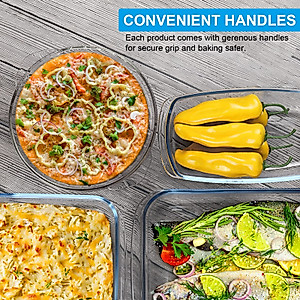 7-Piece Glass Bakeware Set, Baking Dishes, Glass Loaf Pan with Lids, Glass Pie Plate, 9x13 Roasting Pan, Square Pan, Fridge-to-Oven-Friendly