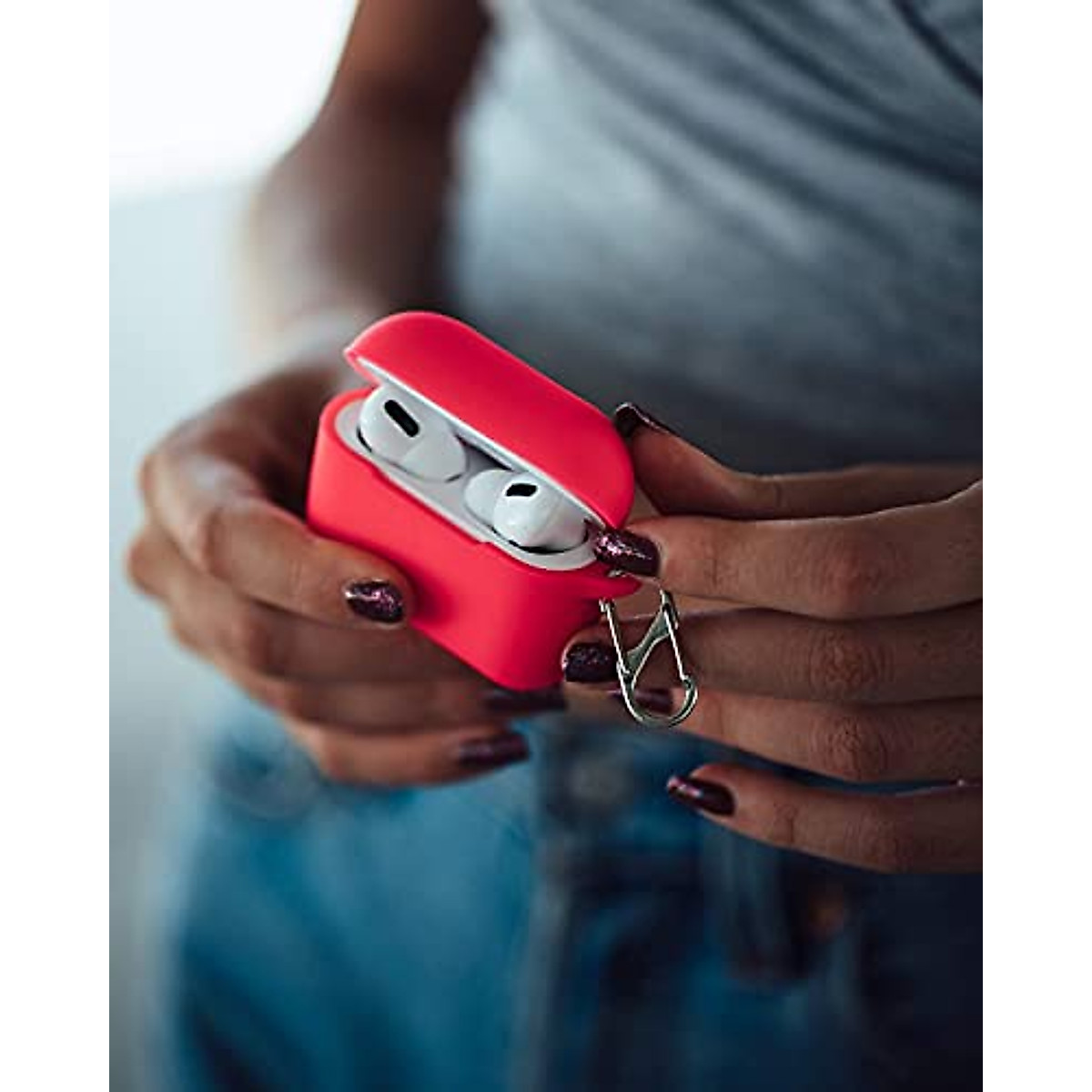 Felony Case – Soft Silicone AirPods Pro Case - Neon Pink | Shockproof, 360° Protective Apple Airpods Case Cover with Keychain | Wireless Charging Compatible with Front LED Visible