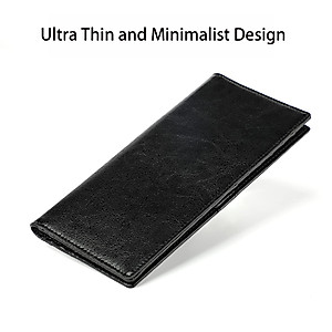 Lavemi Ultra Slim Thin Leather Women Wallet RFID Blocking Credit Card Holder Bifold Long Ladies Billfold (2-Waxed Black)